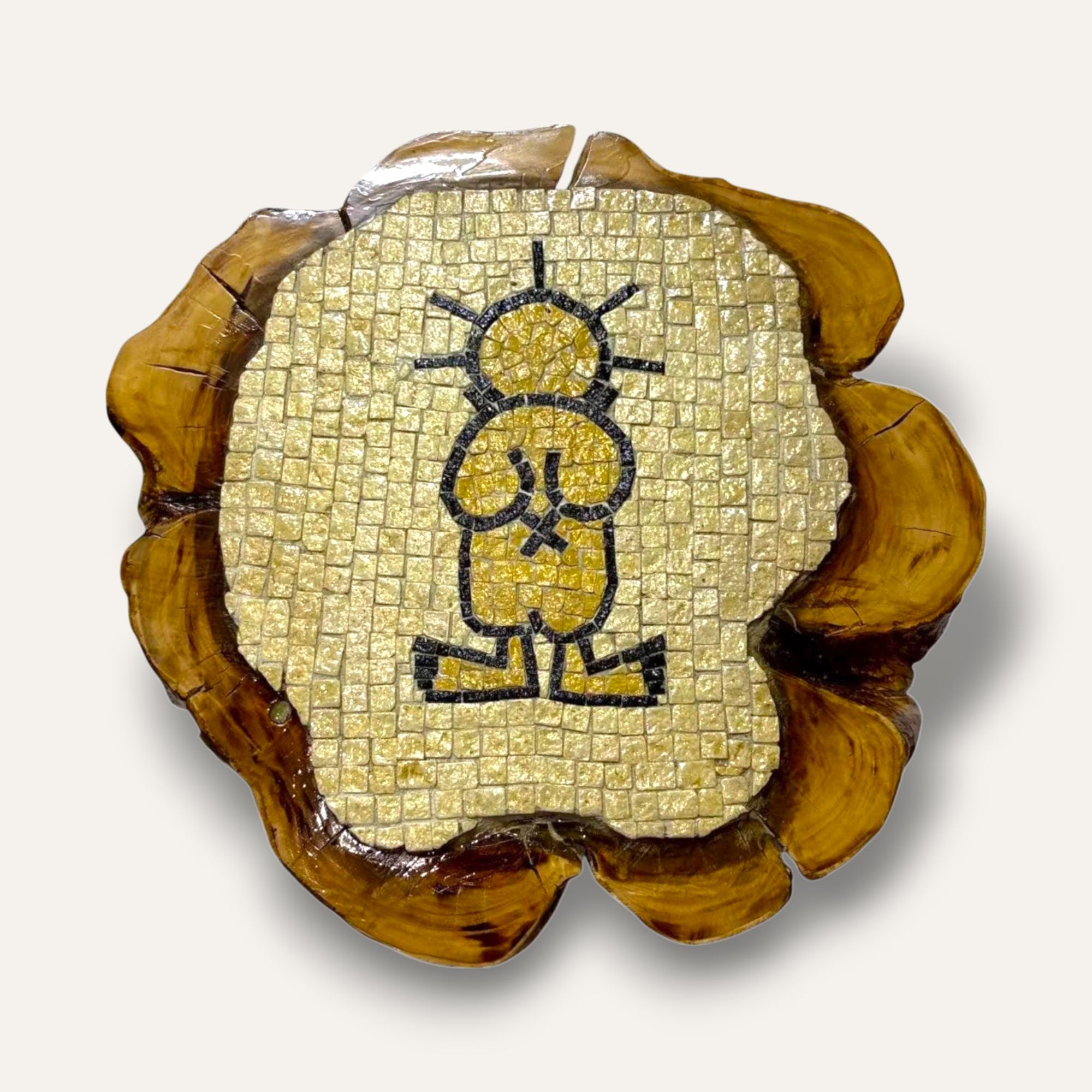 Handala Mosaic Decor on Natural Olive Wood - Handmade Art | Pal-Mosaic